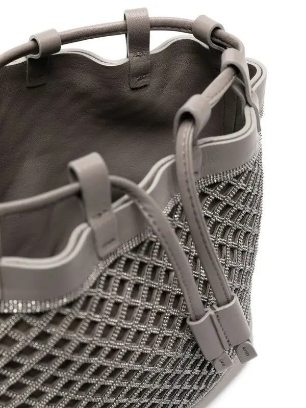 Brunello Cucinelli Monili Chain-net Leather Bucket Bag - Grey