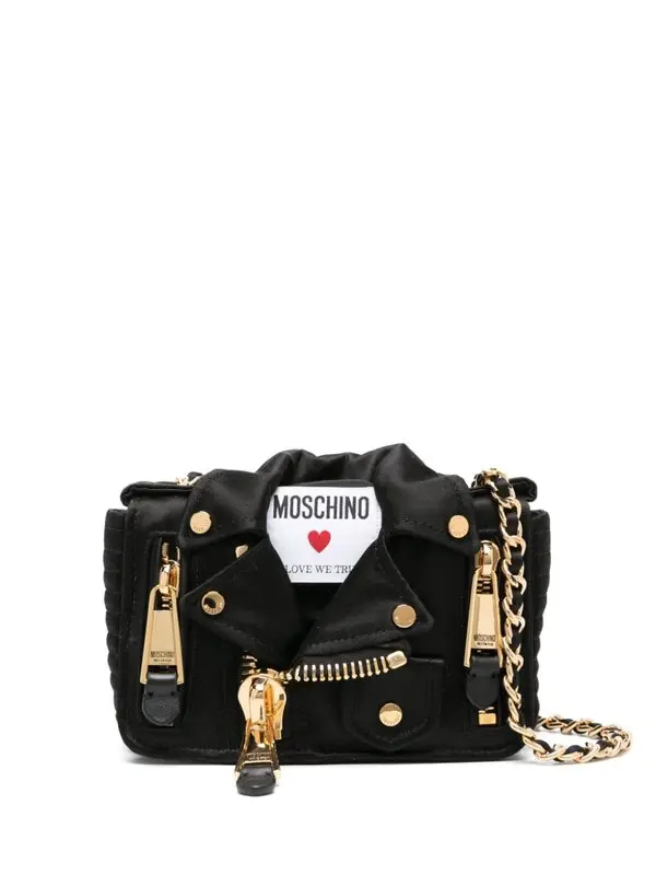 h&amp;m moschino ミニショルダーバッグ　黒　ライダース MOSCHINO FOR H&M CROSSBODY MICRO BLACK LEATHER BAG BIKER JACKET
