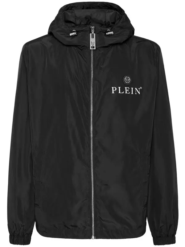 Philipp Plein Hexagon Hooded Jacket With Logo Print - Black