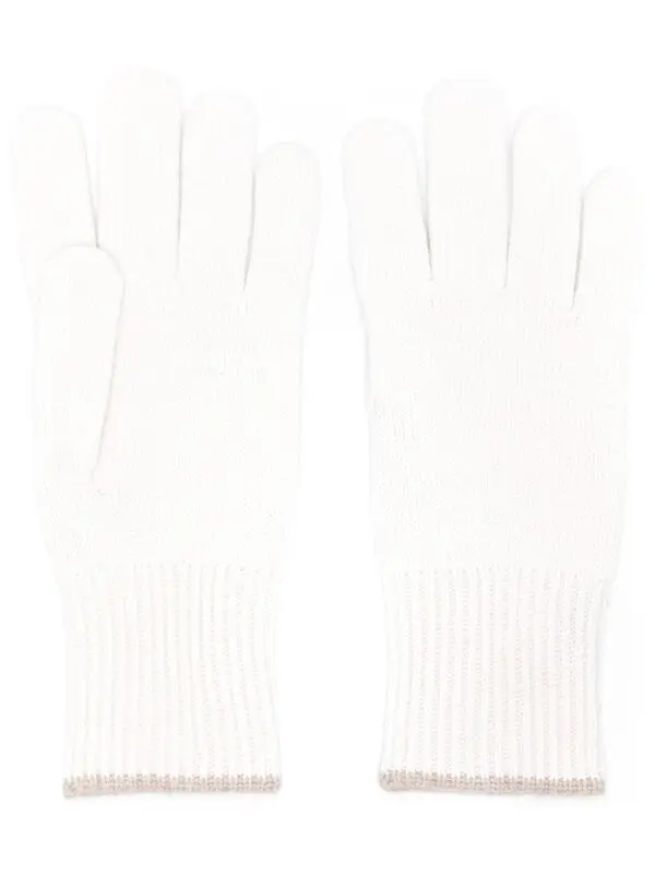 Brunello Cucinelli Contrasting-trim Cashmere Gloves - White