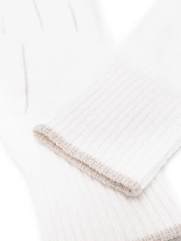 Brunello Cucinelli Contrasting-trim Cashmere Gloves - White