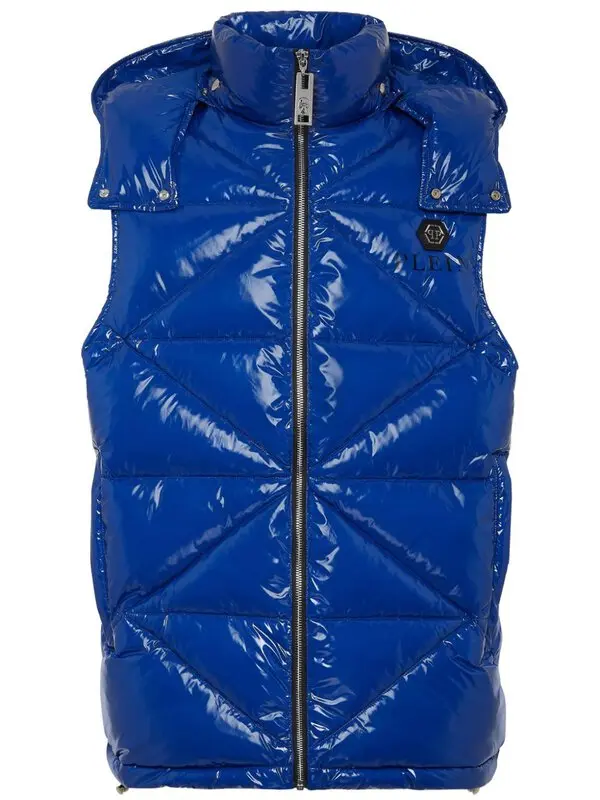 Philipp Plein Hexagon Logo-plaque Padded Gilet - Blue