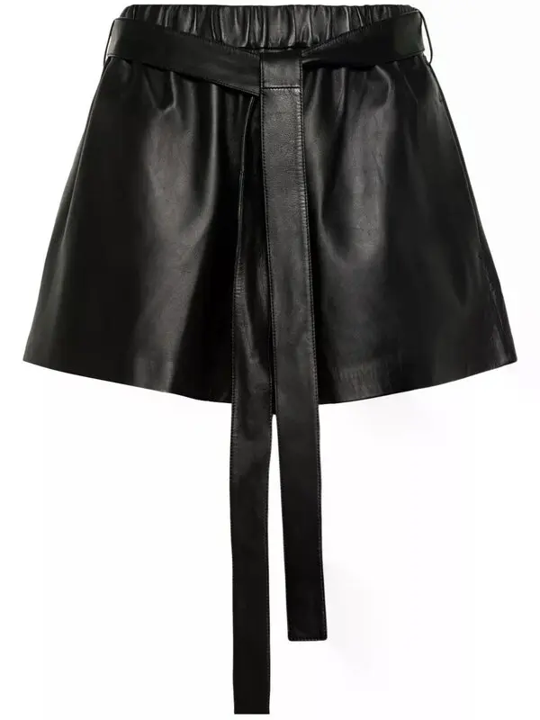 Red Valentino Belted Waist Leather Shorts