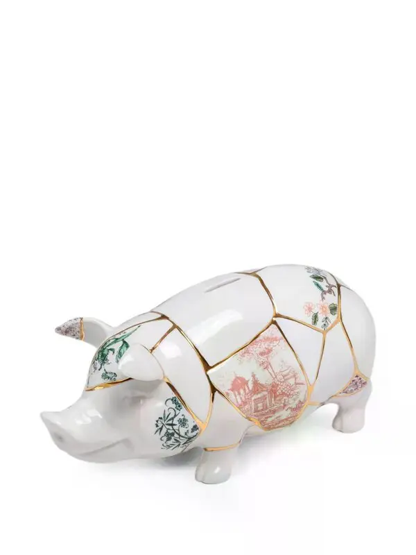 SELETTI Kintsugi Porcelain Piggy Bank - White