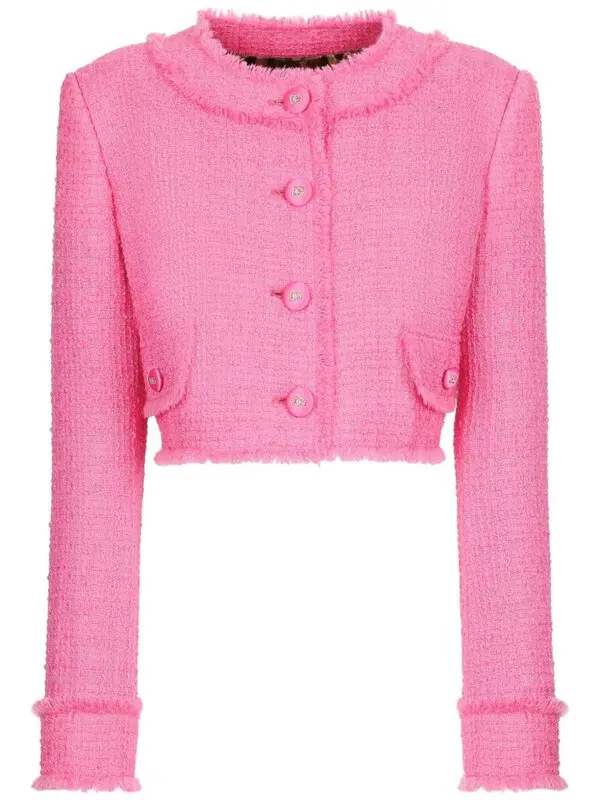 Dolce & Gabbana Round-neck Cropped Tweed Jacket - Pink