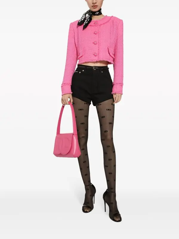 Dolce & Gabbana Round-neck Cropped Tweed Jacket - Pink