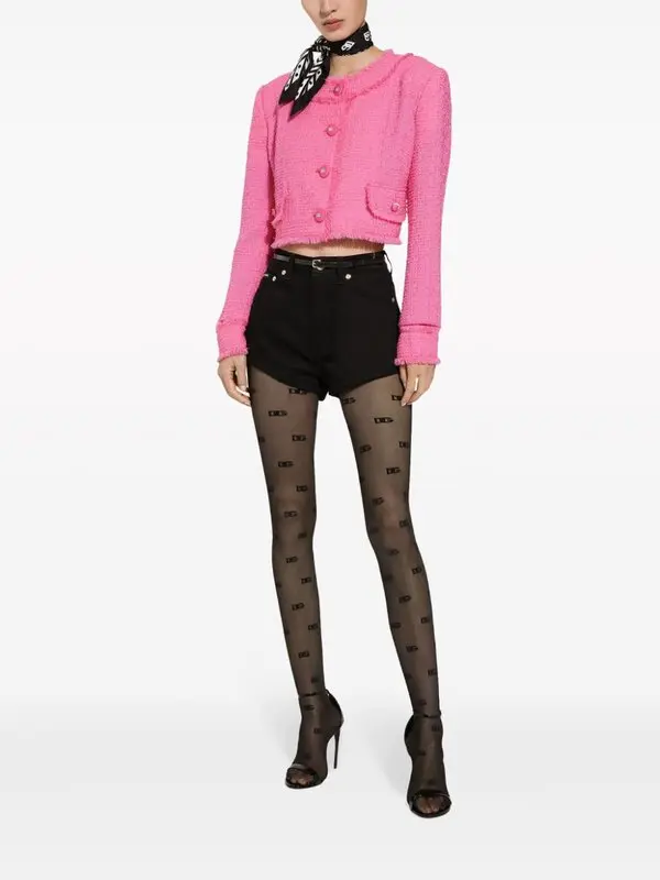 Dolce & Gabbana Round-neck Cropped Tweed Jacket - Pink