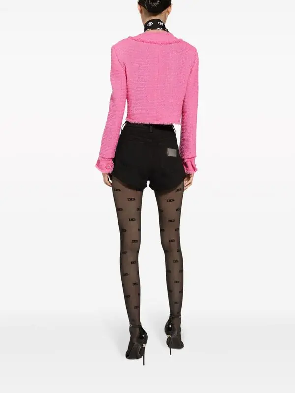 Dolce & Gabbana Round-neck Cropped Tweed Jacket - Pink