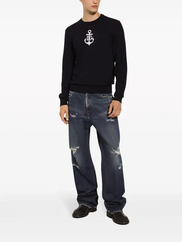 Dolce & Gabbana Logo-embroidered Virgin Wool Jumper