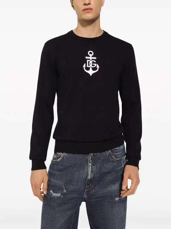 Dolce & Gabbana Logo-embroidered Virgin Wool Jumper