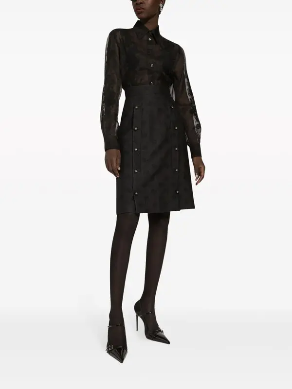 Dolce & Gabbana Lace-appliqué Silk-blend Shirt