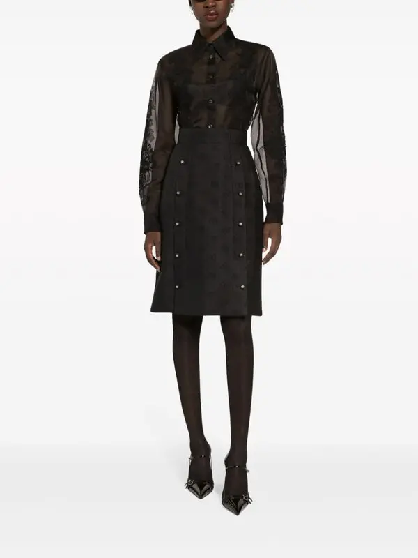 Dolce & Gabbana Lace-appliqué Silk-blend Shirt