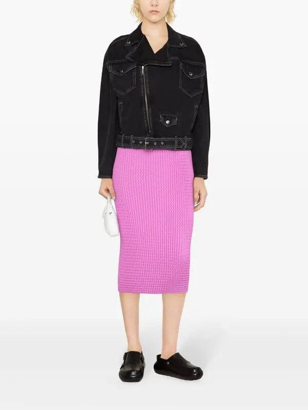 Moschino Belted Denim Biker Jacket - Black