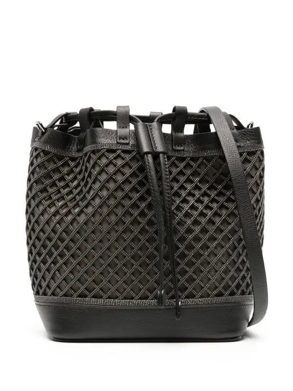 Brunello Cucinelli Monili Chain-embellished Bucket Bag - Black