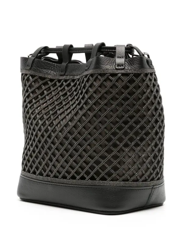 Brunello Cucinelli Monili Chain-embellished Bucket Bag - Black