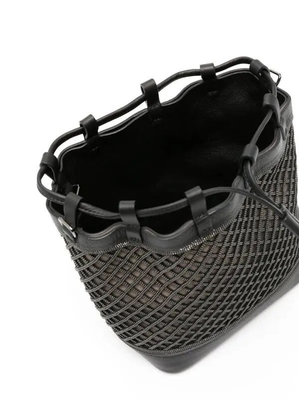 Brunello Cucinelli Monili Chain-embellished Bucket Bag - Black