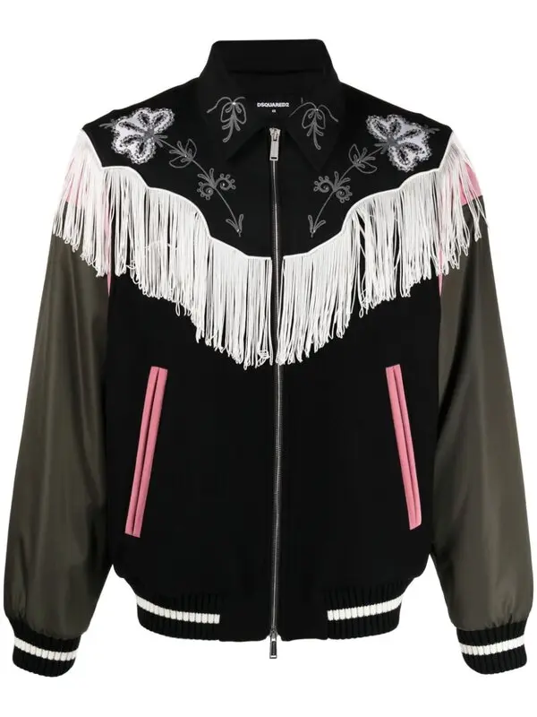 Dsquared2 Frayed-trim Bomber Jacket