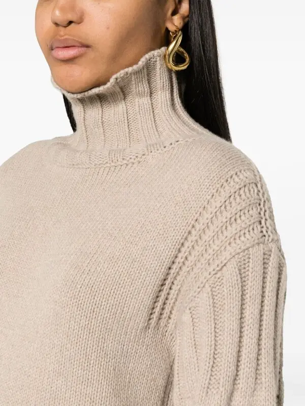 JIL SANDER Roll-neck Cashmere Jumper - Neutrals