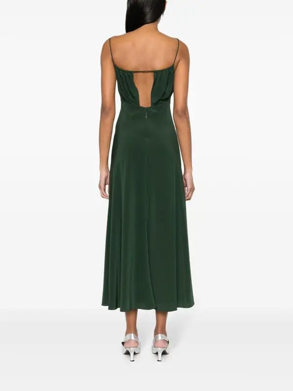 Toteme Gathered Silk Midi Dress In Green - 44% Off | Editorialist