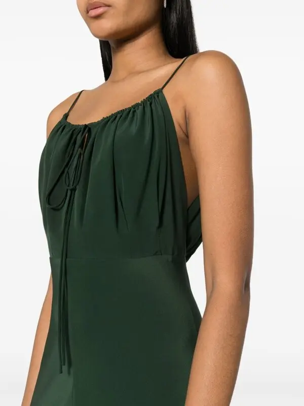 Toteme Gathered Silk Midi Dress In Green - 44% Off | Editorialist