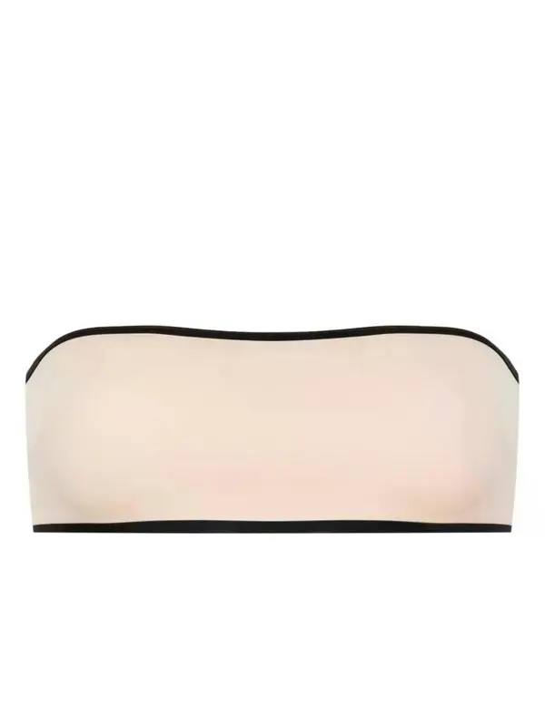 TOTEME Striped Edge Strapless Bikini Top - Neutrals