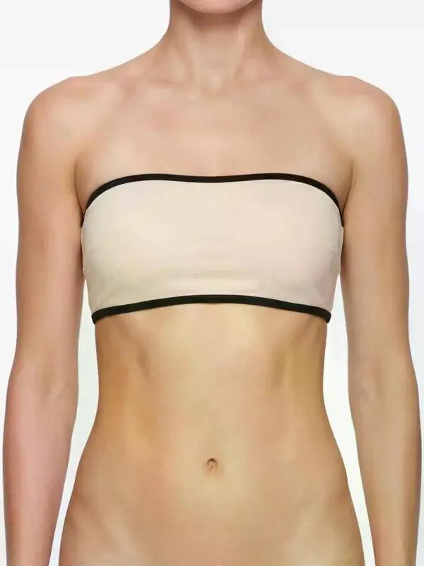 TOTEME Striped Edge Strapless Bikini Top - Neutrals