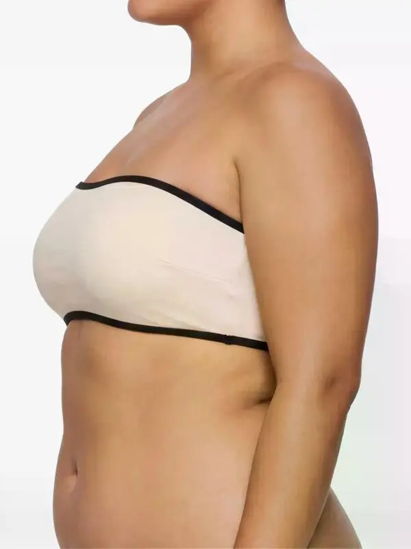 TOTEME Striped Edge Strapless Bikini Top - Neutrals