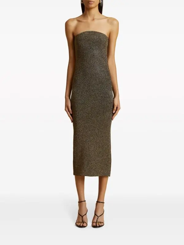 Khaite The Rumer Ribbed-knit Midi Dress - Green