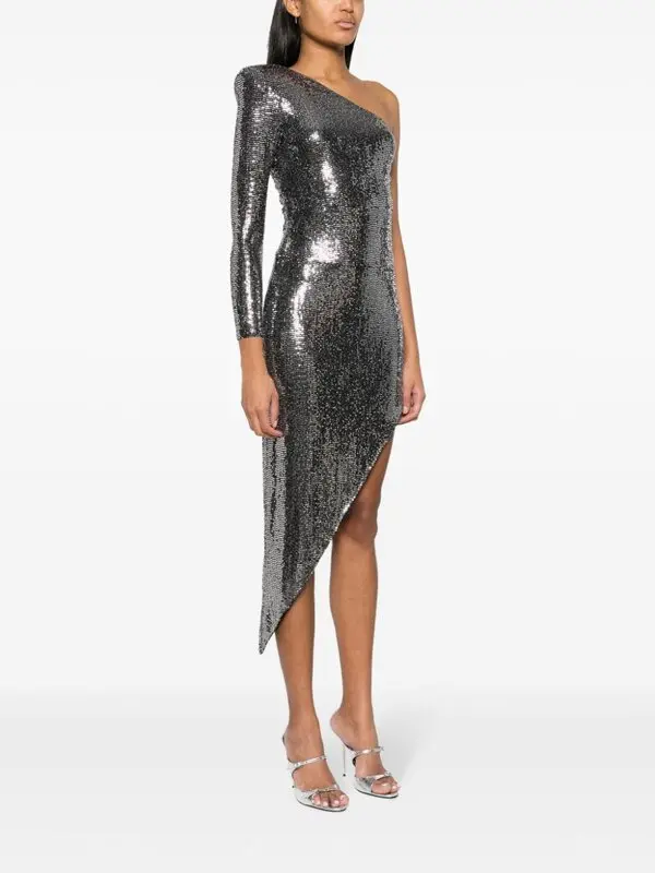 NISSA One-shoulder Sequinned Midi Dress