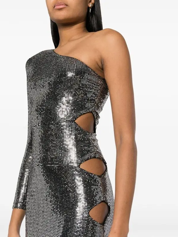 NISSA One-shoulder Sequinned Midi Dress