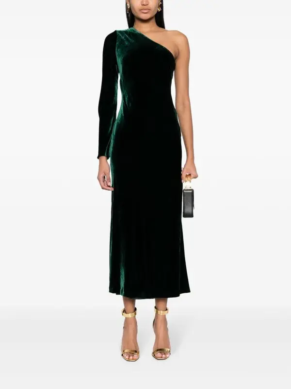 ralph lauren velvet dress green Velvet Surplice Dress