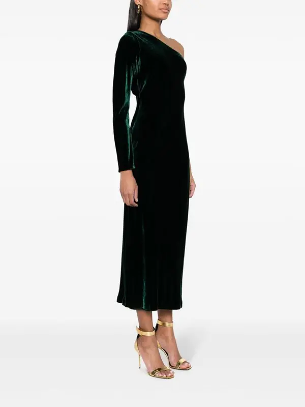 Ralph Lauren Lacee One-Shoulder Velvet Dress In Green - 75% Off |  Editorialist
