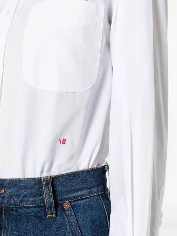 Victoria Beckham Logo-embroidered Organic Cotton Shirt - White