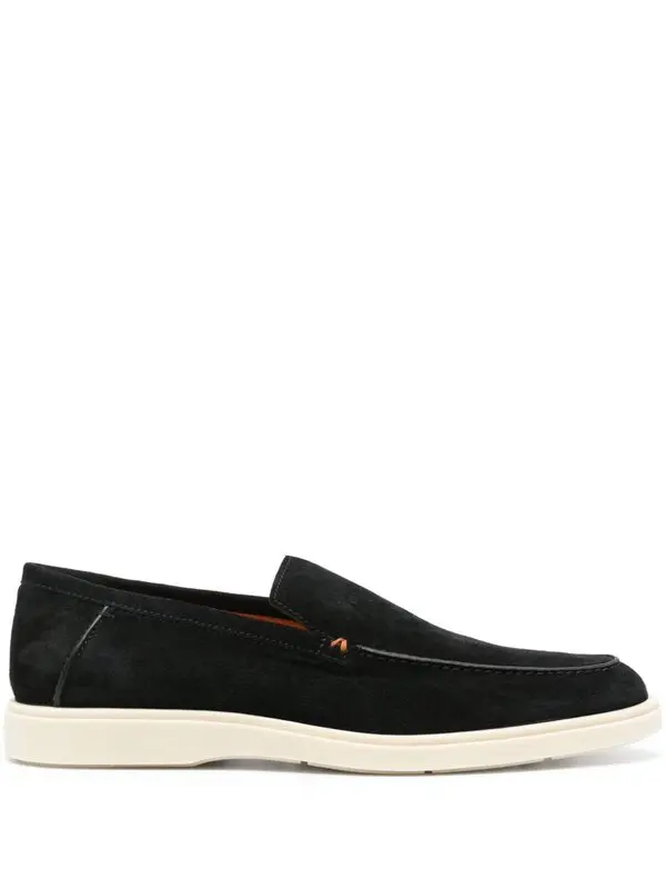 Santoni Contrast-stitching Suede Loafers