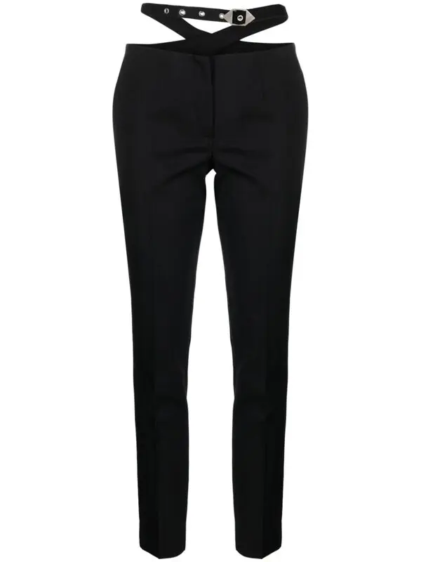 Attico Waist-strap Wool Trousers - Black