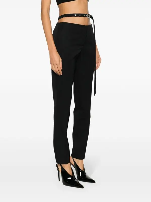Attico Waist-strap Wool Trousers - Black