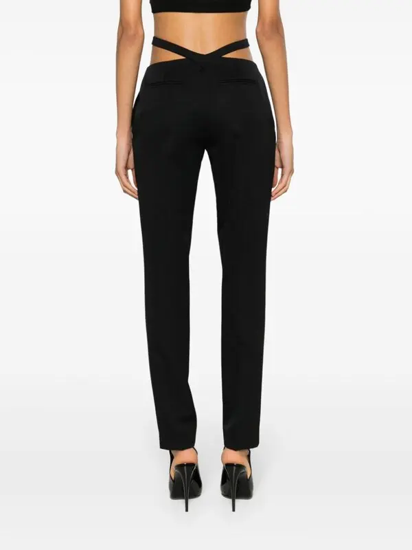 Attico Waist-strap Wool Trousers - Black