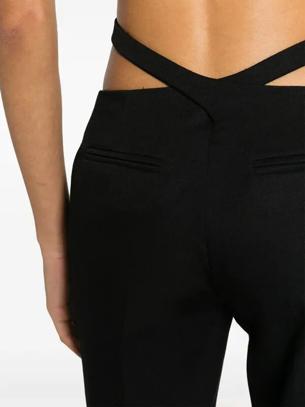 Attico Waist-strap Wool Trousers - Black