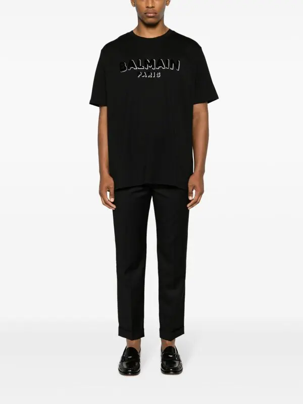 Balmain Flocked-logo Cotton T-shirt
