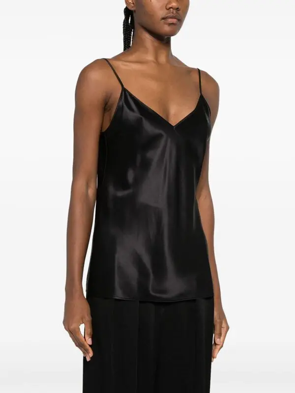 JOSEPH V-neck Silk Top - Black