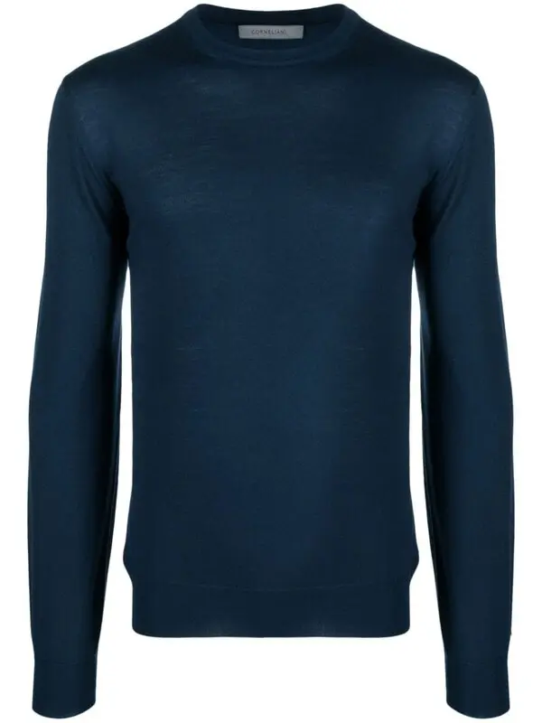 Corneliani Fine-knit Wool Jumper - Blue