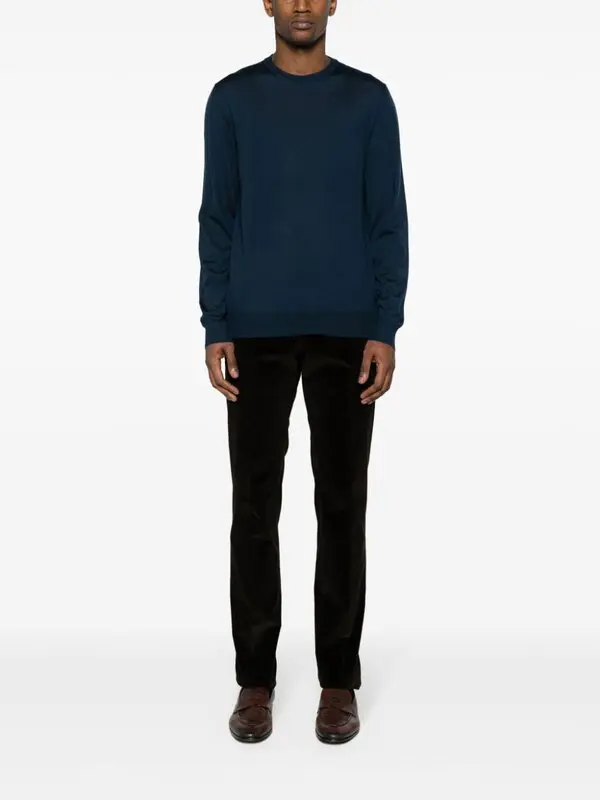 Corneliani Fine-knit Wool Jumper - Blue