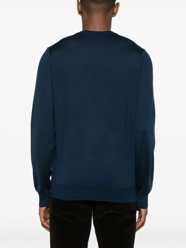 Corneliani Fine-knit Wool Jumper - Blue