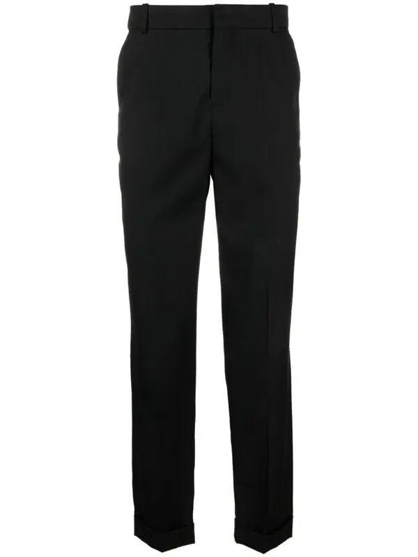 Balmain Tapered Wool Trousers - Black