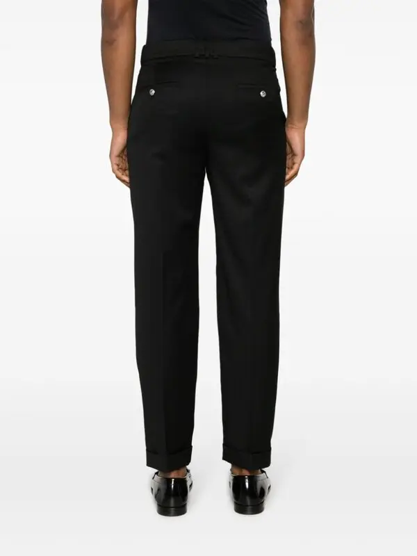 Balmain Tapered Wool Trousers - Black