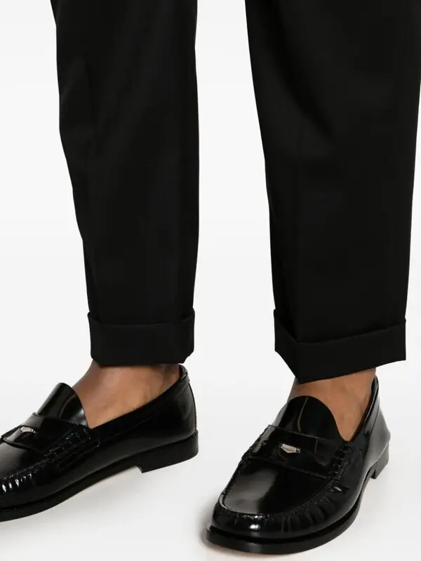 Balmain Tapered Wool Trousers - Black