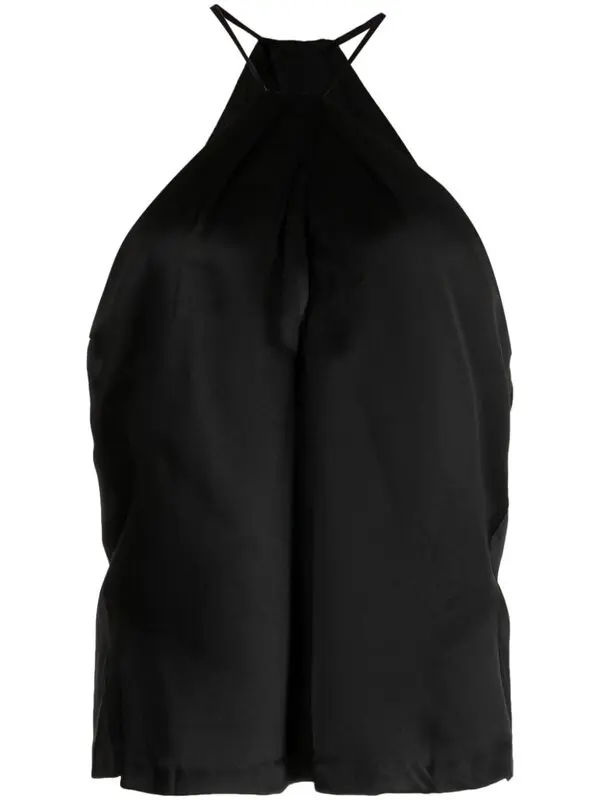 NILI LOTAN Edwige Halterneck Silk Top - Black