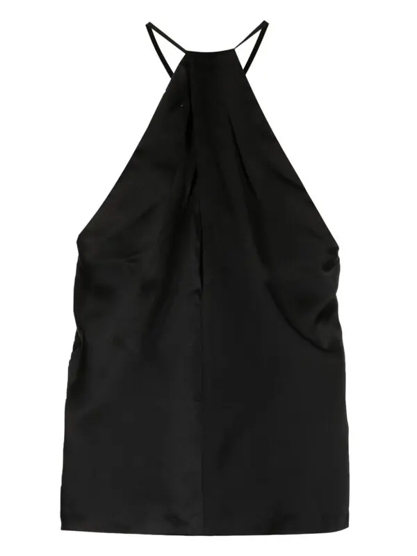 NILI LOTAN Edwige Halterneck Silk Top - Black