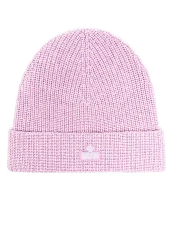 Isabel Marant Logo-embroidered Ribbed Beanie - Purple