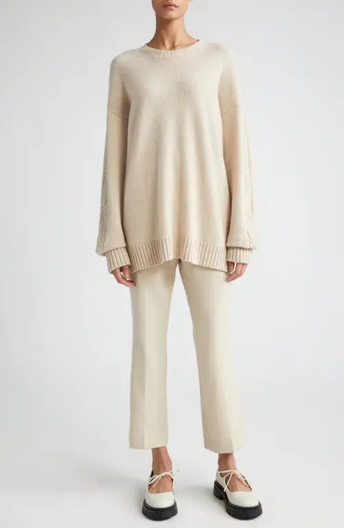 Max Mara Vicini Cable-knit Sleeve Cashmere Crewneck Sweater